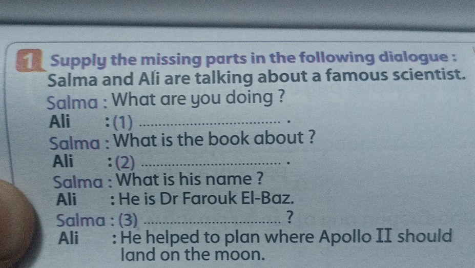 1. Supply the missing parts in the following | StudyX