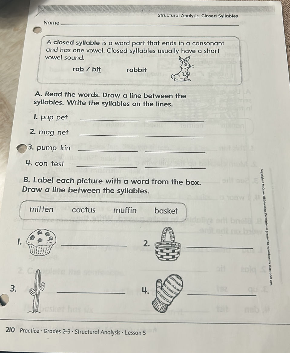 A closed syllable is a word part that ends | StudyX