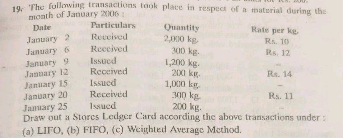 19. The following transactions took place in | StudyX