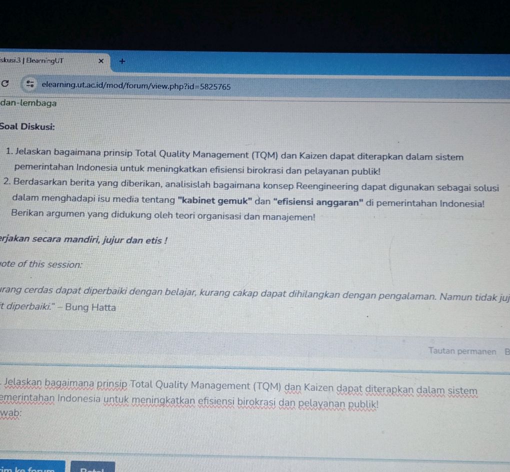 1. Jelaskan bagaimana prinsip Total Quality | StudyX