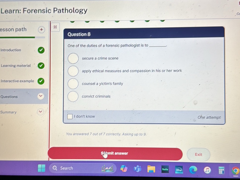 Question 8 One of the duties of a forensic | StudyX