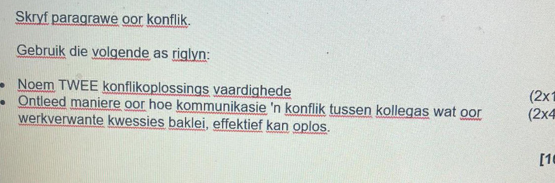 Skryf paragrawe oor konflik. Gebruik die | StudyX