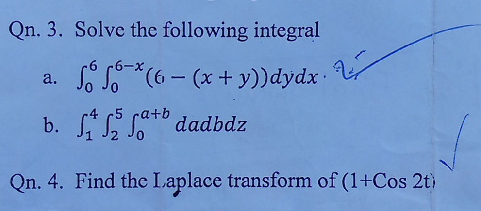 Qn. 3. Solve the following integral a. $ | StudyX