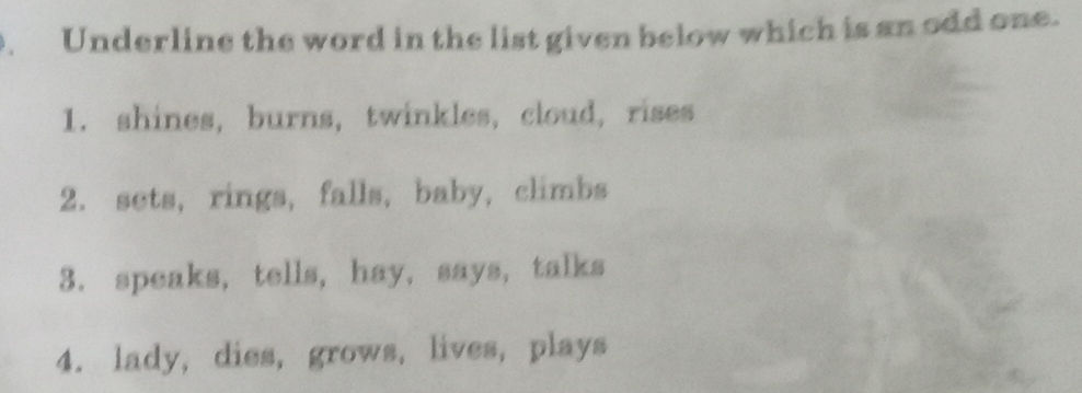 Underline the word in the list given below | StudyX