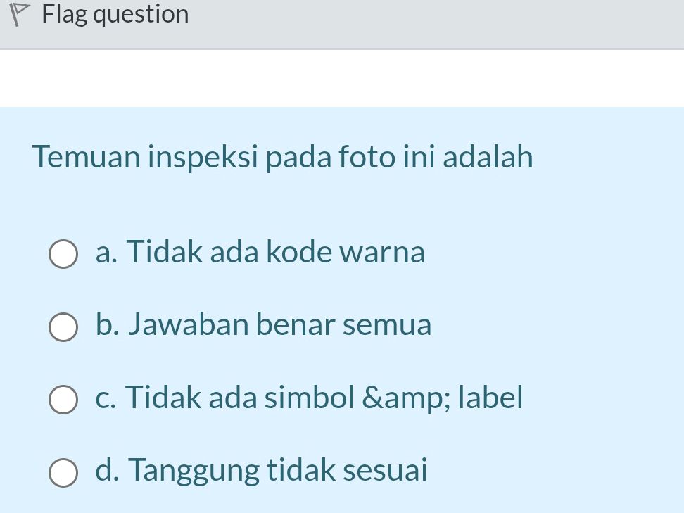 Temuan inspeksi pada foto ini adalah a. | StudyX