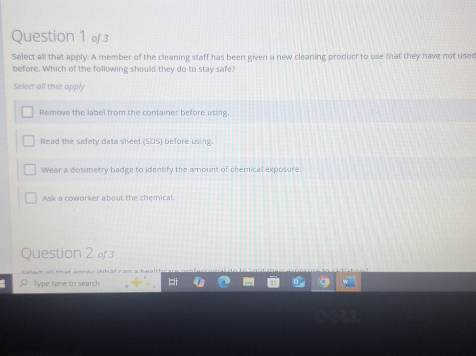 Question 1 of 3 Select all that apply: A | StudyX