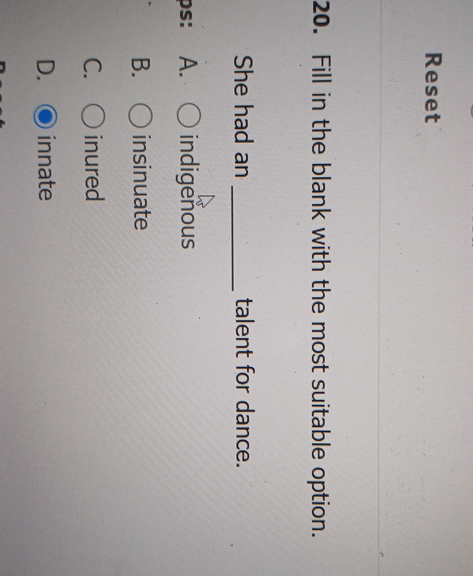 20. Fill in the blank with the most suitable | StudyX