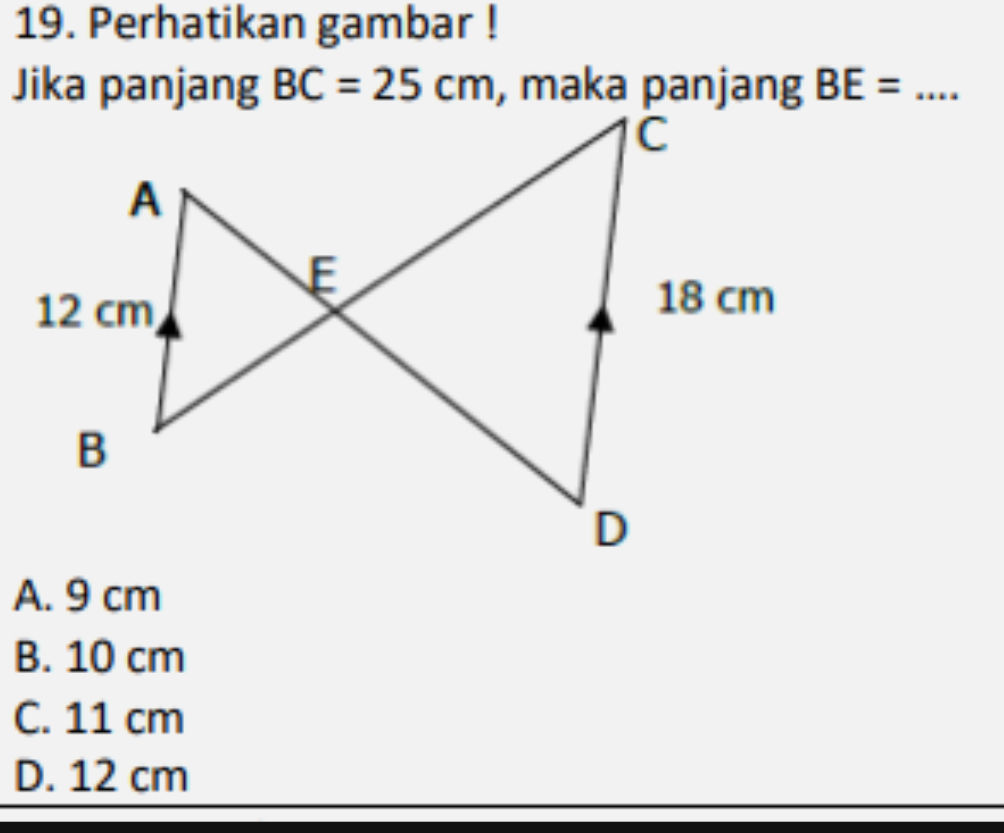19. Perhatikan gambar ! Jika panjang BC = 25 | StudyX
