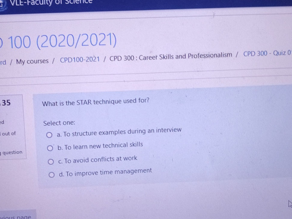 What is the STAR technique used for? Select | StudyX