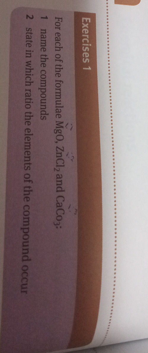 For each of the formulae MgO, ZnCl2 and | StudyX