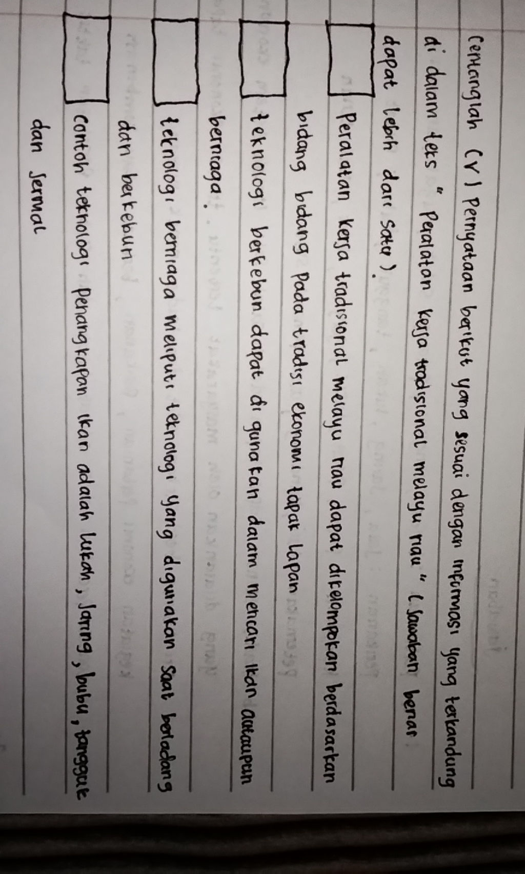 Centanglah (V) Pernyataan berikut yang | StudyX