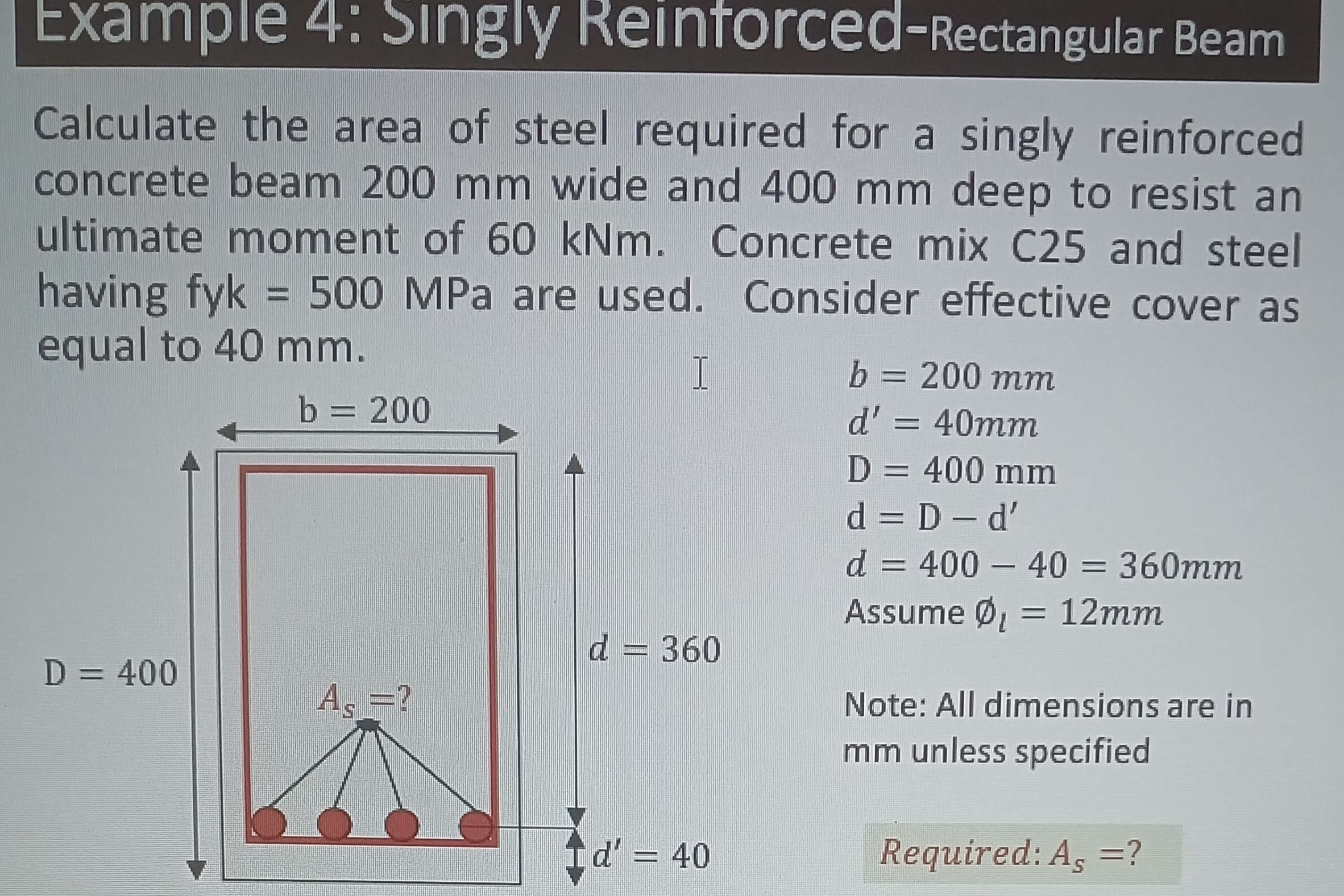 Calculate the area of steel required for a | StudyX