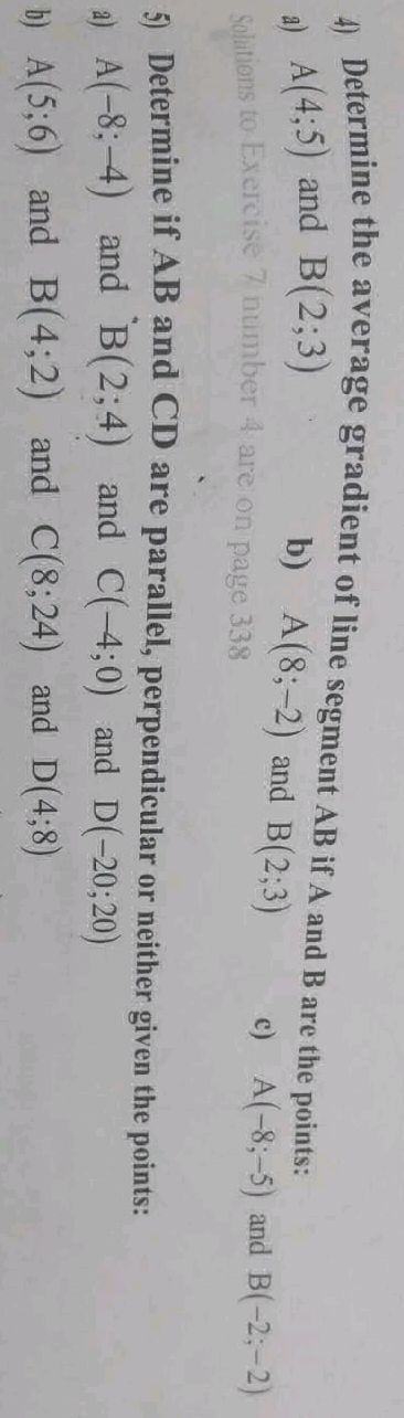 4) Determine the average gradient of line | StudyX