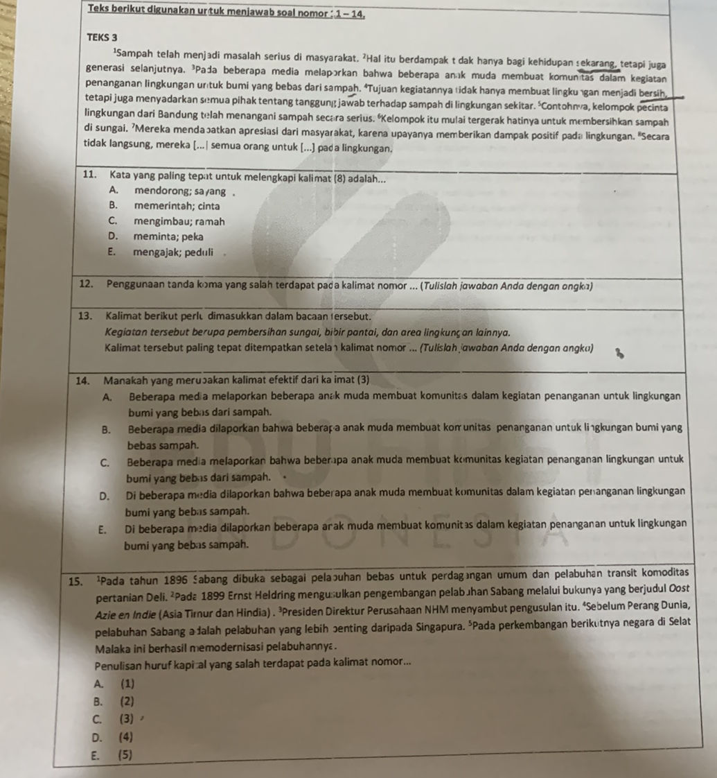 11. Kata yang paling tepat untuk melengkapi | StudyX