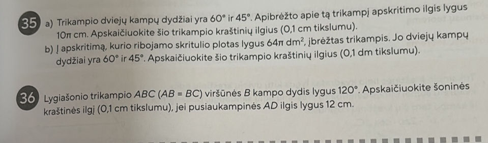 35 a) Trikampio dviejų kampų dydžiai yra 60° | StudyX
