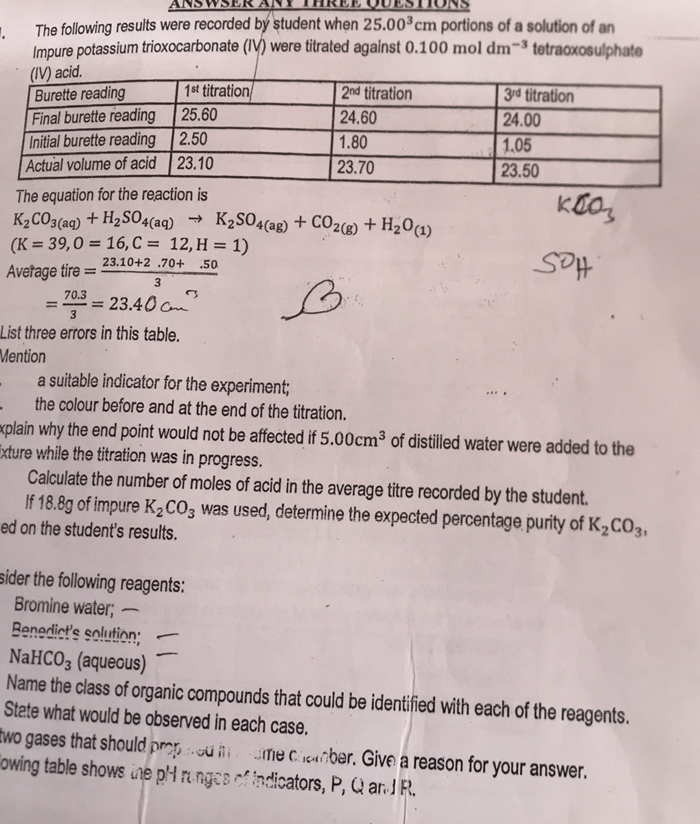 The following results were recorded by | StudyX