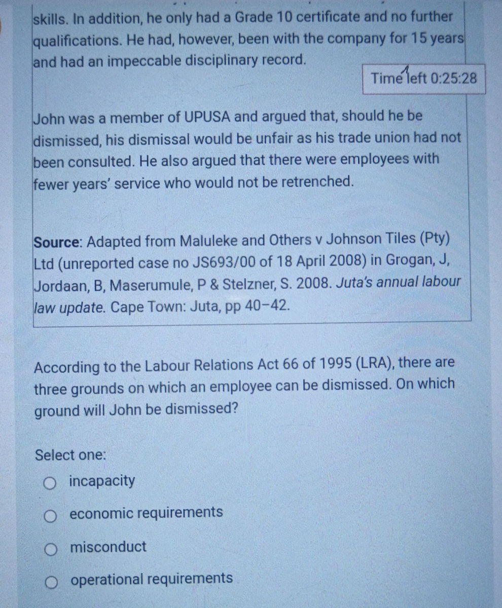 According to the Labour Relations Act 66 of | StudyX