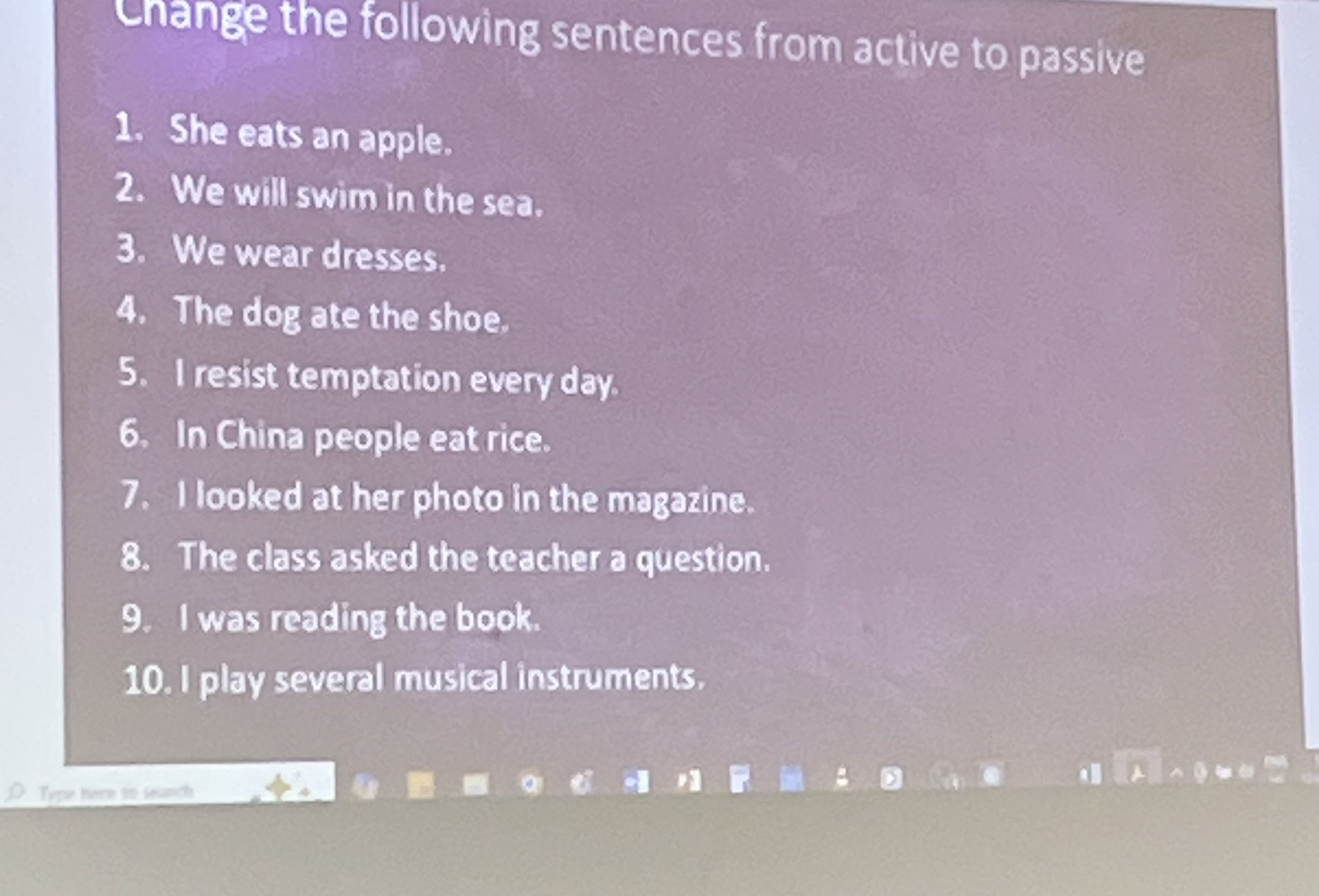 Change the following sentences from active | StudyX