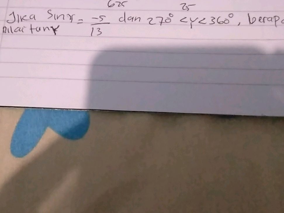 Jika $sin y = {-5}{13}$ dan $270^
