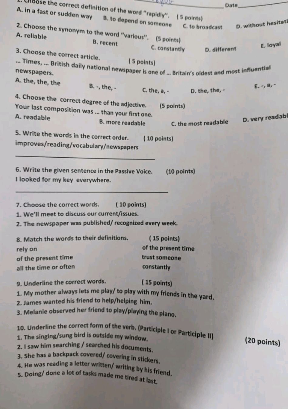 1. Choose the correct definition of the word | StudyX