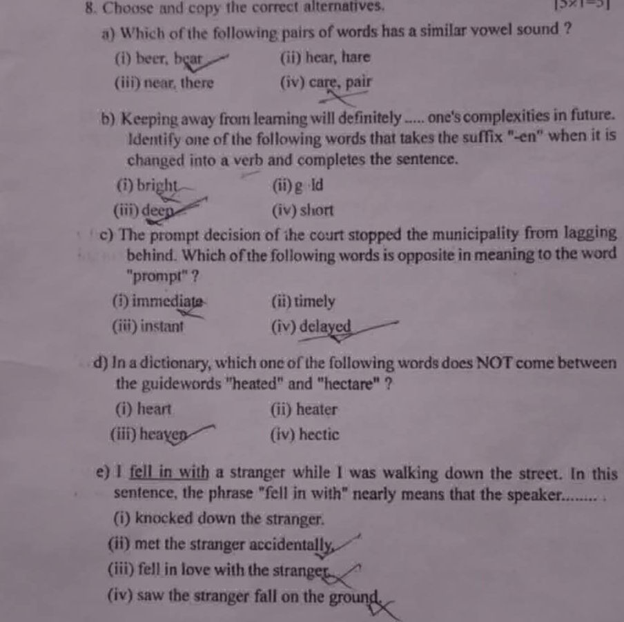 8. Choose and copy the correct alternatives. | StudyX