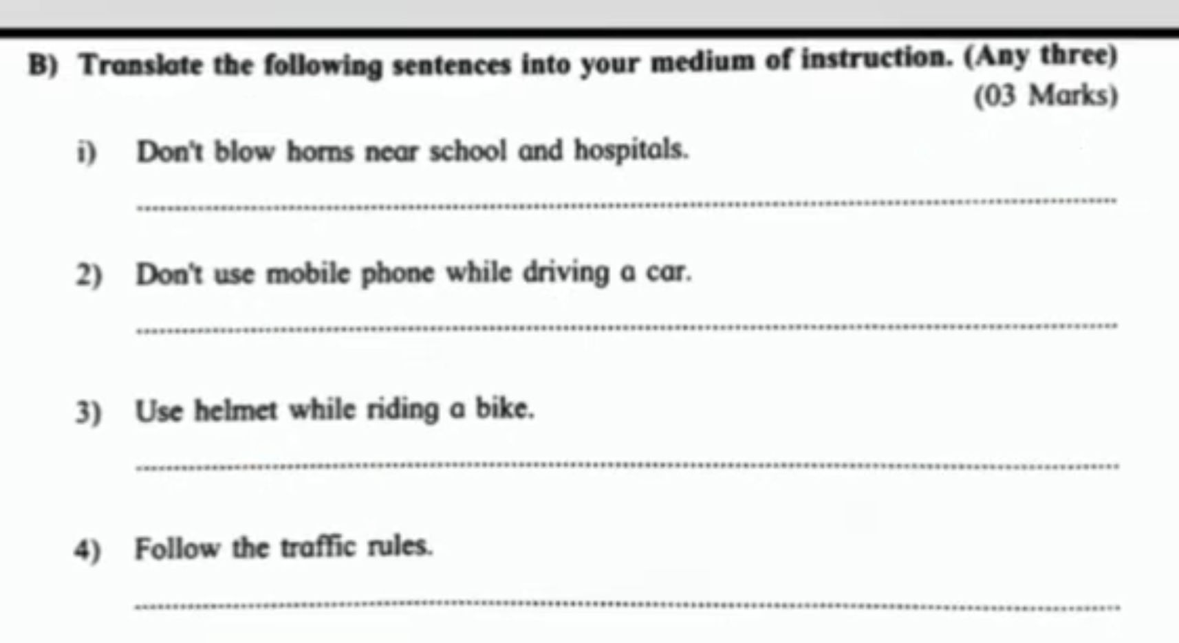 B) Translate the following sentences into | StudyX