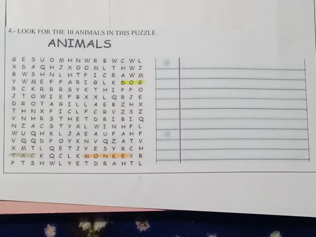 4.- LOOK FOR THE 10 ANIMALS IN THIS PUZZLE. | StudyX