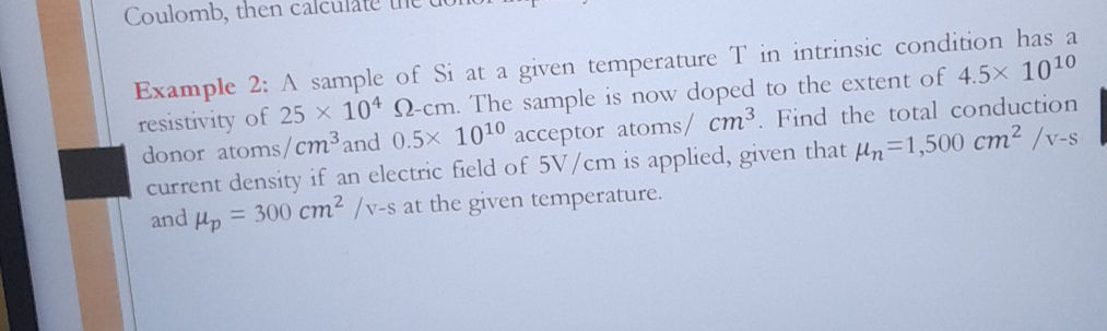 Example 2: A sample of Si at a given