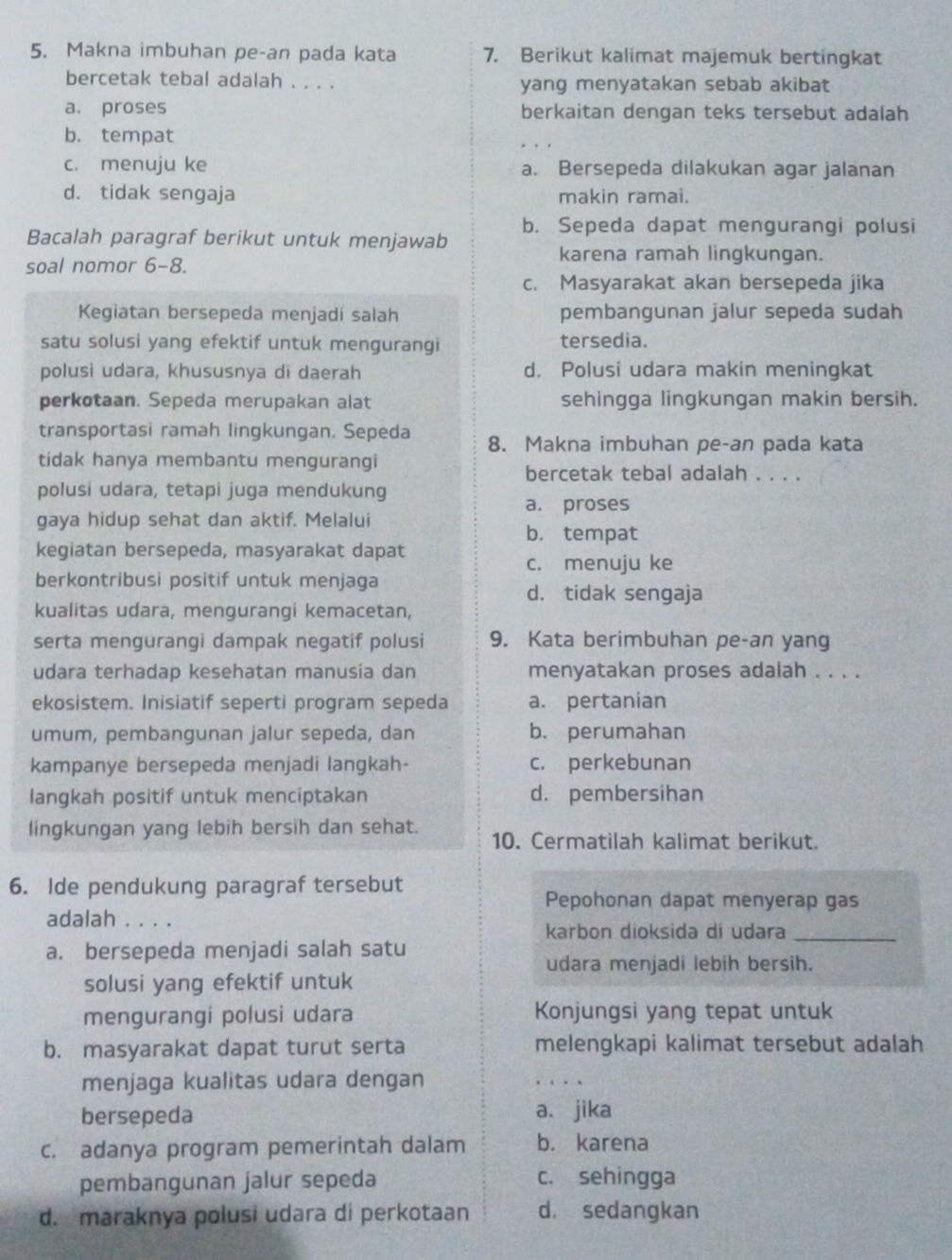 5. Makna imbuhan pe-an pada kata bercetak | StudyX