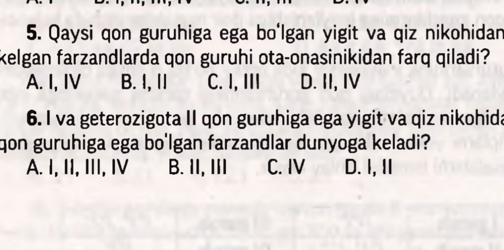 5. Qaysi qon guruhiga ega bo'lgan yigit va | StudyX