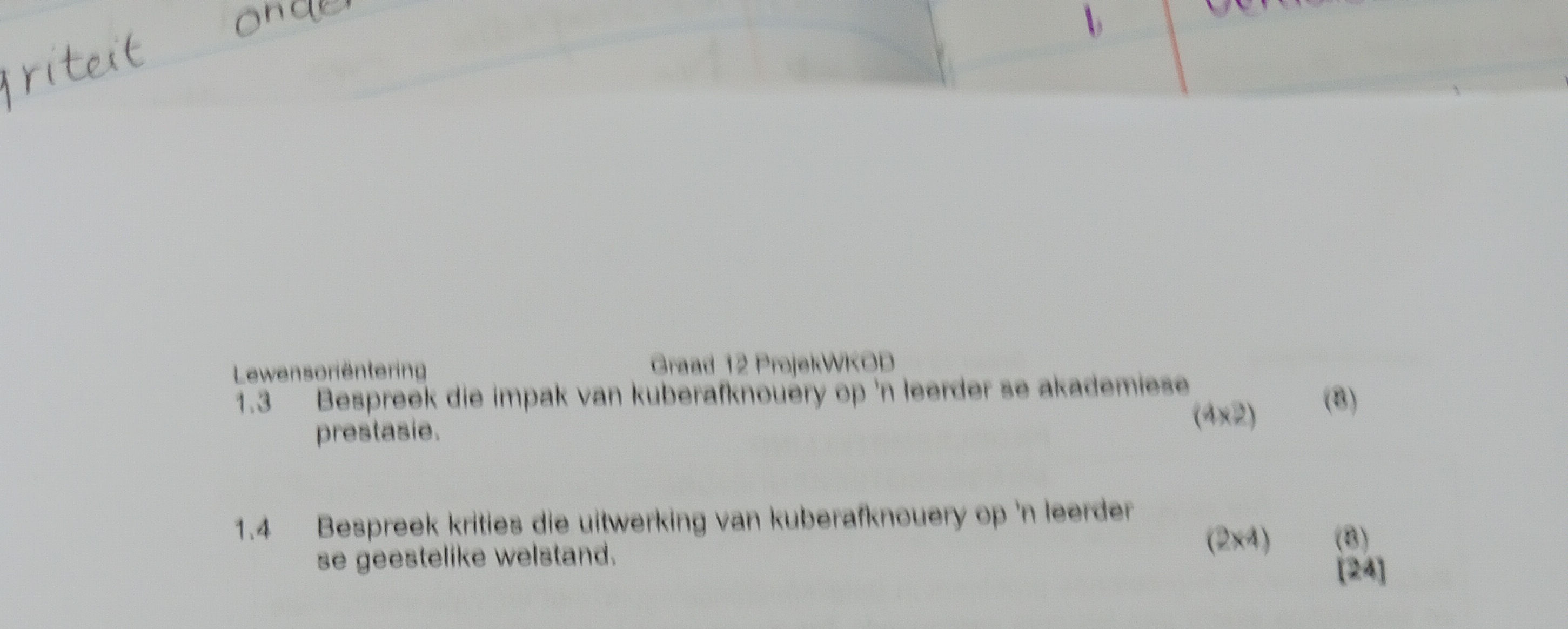 1.3 Bespreek die impak van kuberafknouery op | StudyX