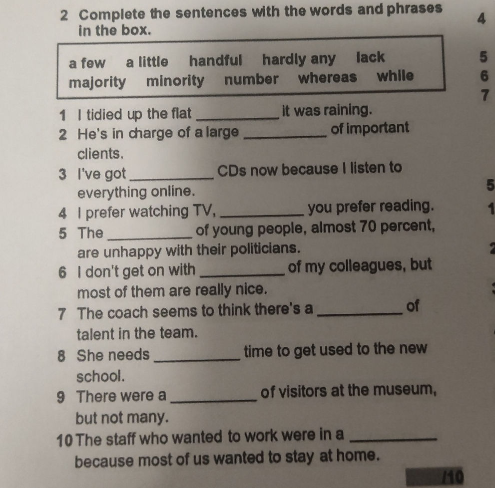 2 Complete the sentences with the words and | StudyX