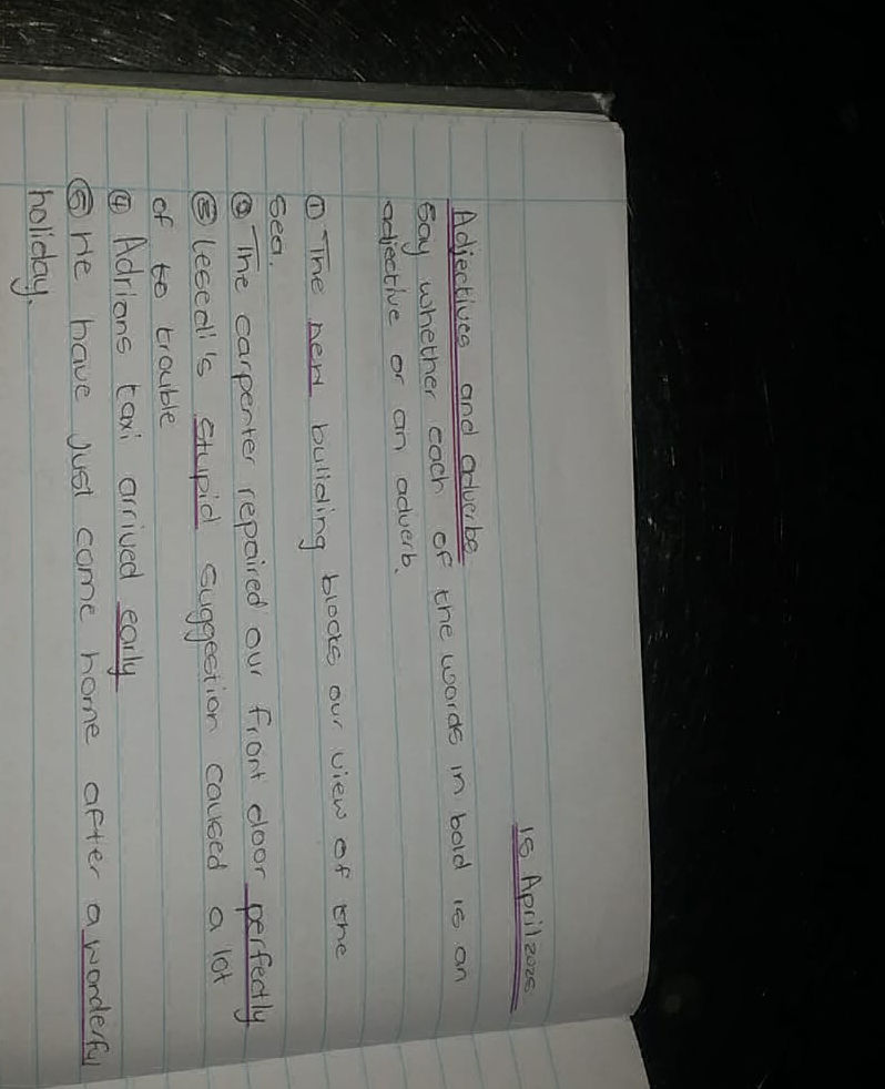 Say whether each of the words in bold is an | StudyX