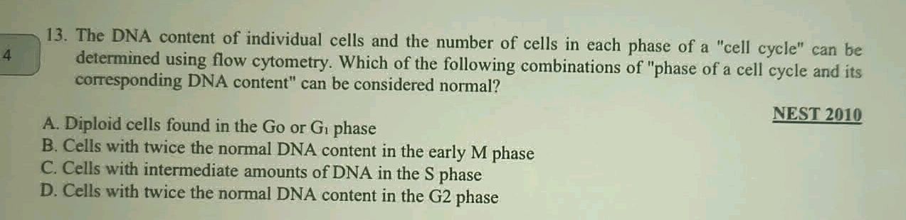 13. The DNA content of individual cells and | StudyX