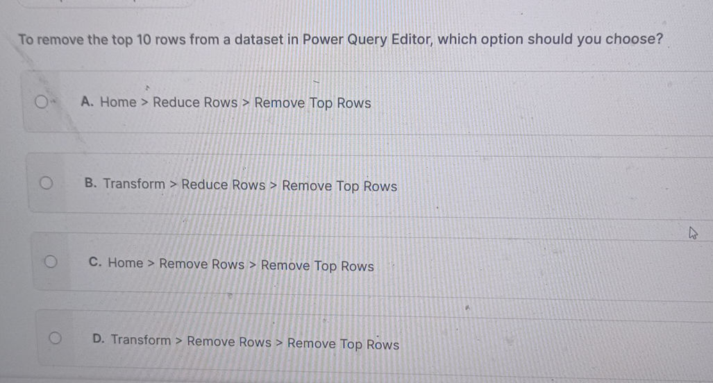 To remove the top 10 rows from a dataset in | StudyX
