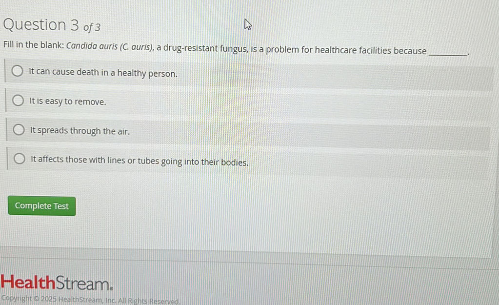 Fill in the blank: Candida auris (C. auris), | StudyX