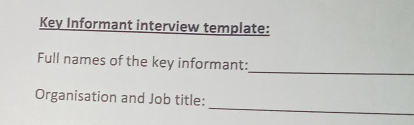 Key Informant interview template: Full | StudyX