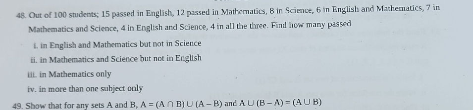 48. Out of 100 students; 15 passed in | StudyX
