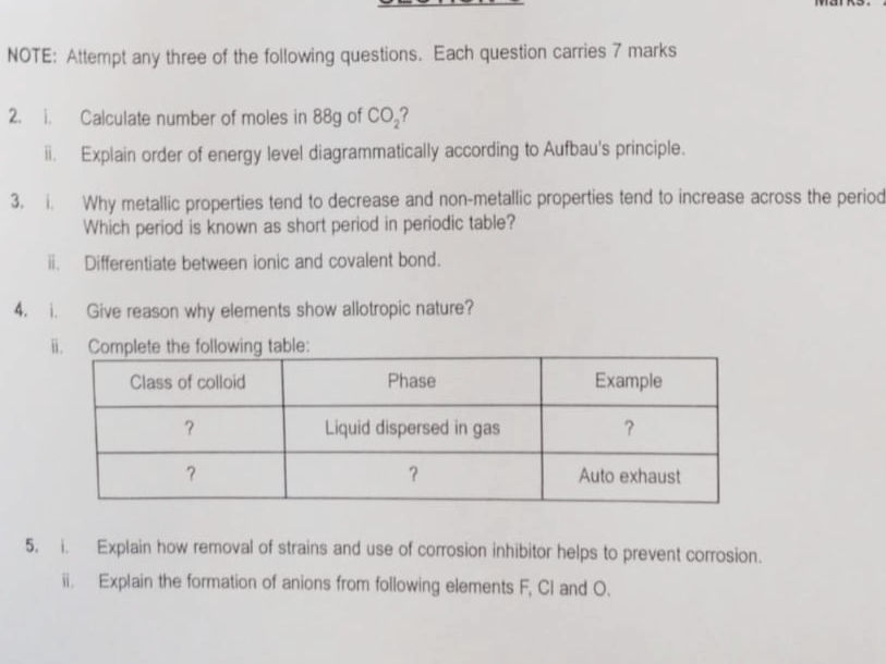 2. i. Calculate number of moles in 88g of | StudyX