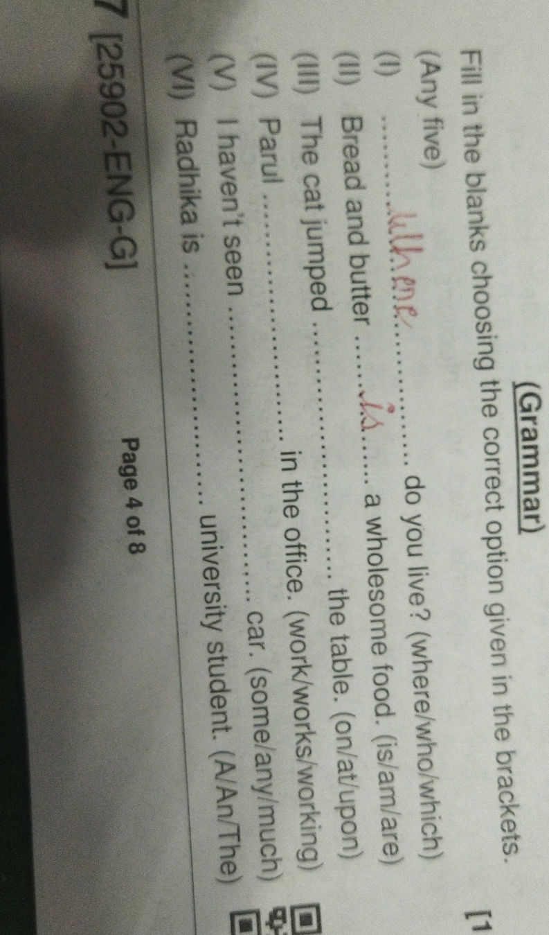 Fill in the blanks choosing the correct | StudyX