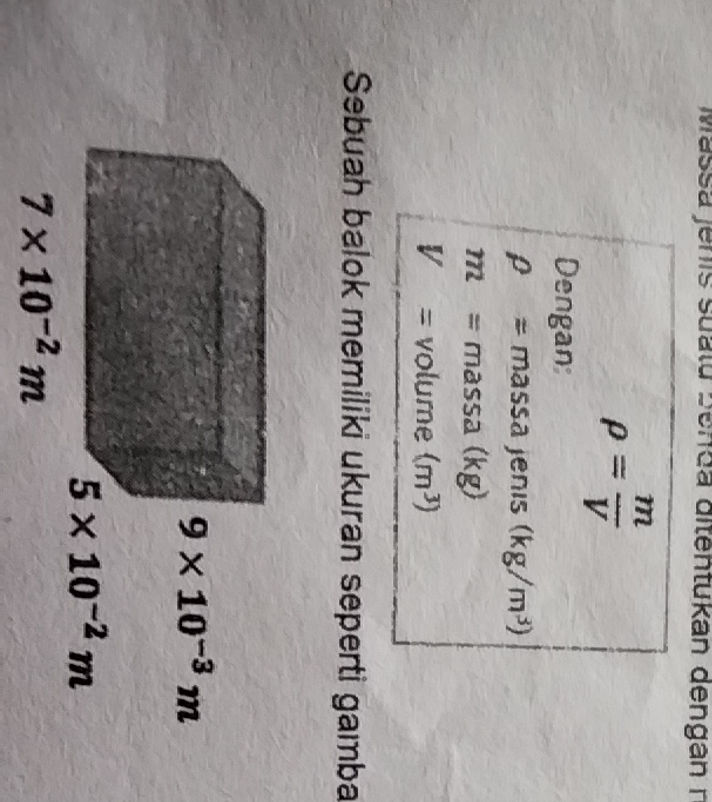 Sebuah balok memiliki ukuran seperti gambar. | StudyX