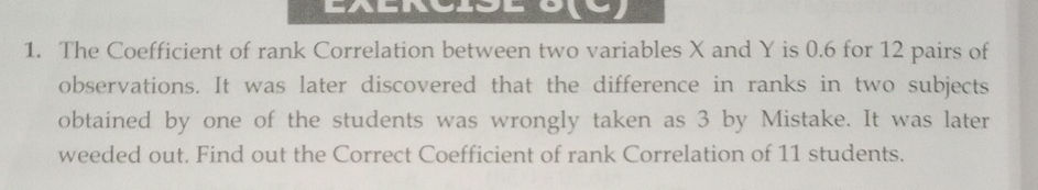 1. The Coefficient of rank Correlation | StudyX