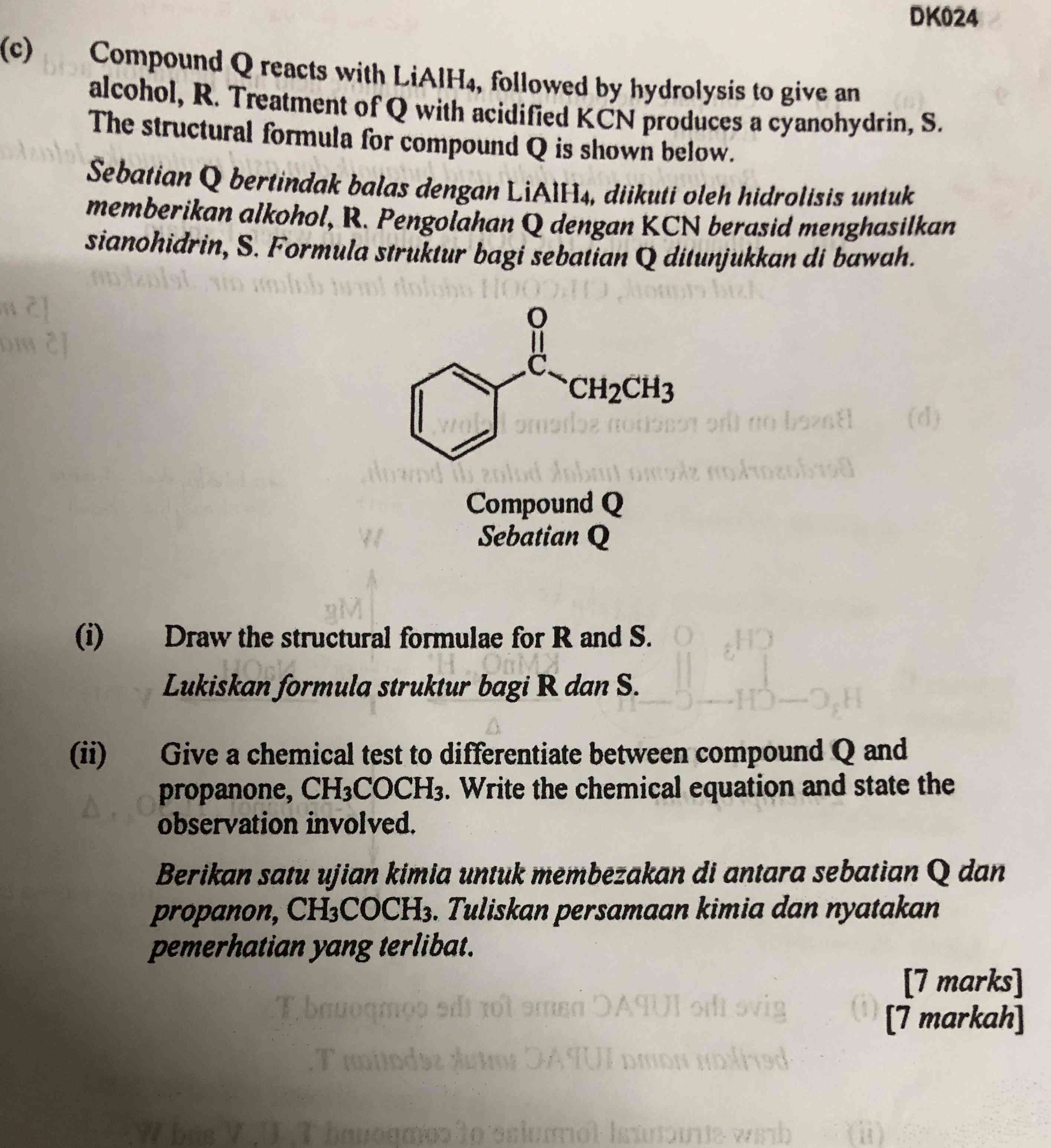 (i) Draw the structural formulae for R and | StudyX
