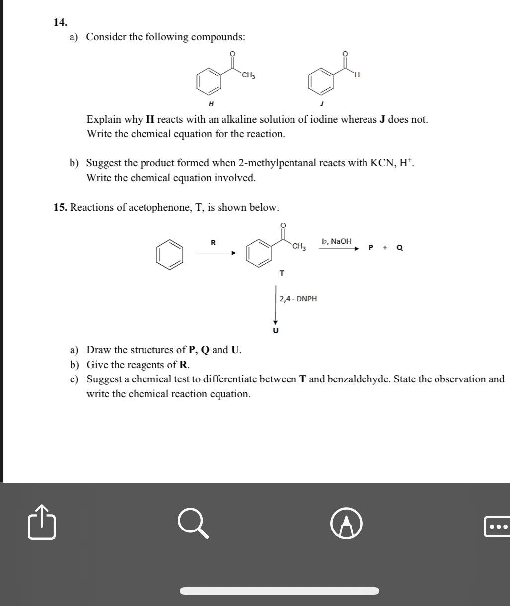 14. a) Consider the following compounds: | StudyX