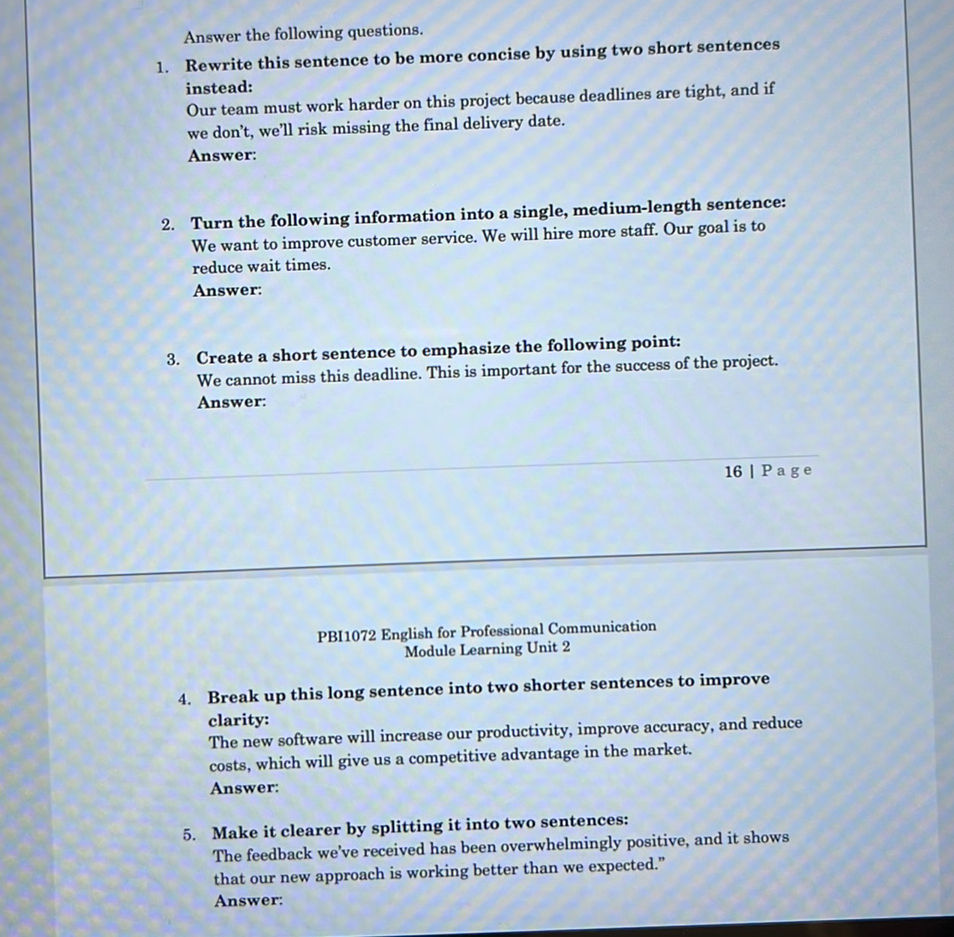 Answer the following questions. 1. Rewrite | StudyX