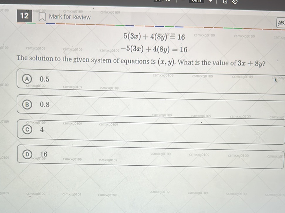 ${aligned} 5(3x) + 4(8y) = 16 -5(3x) + | StudyX