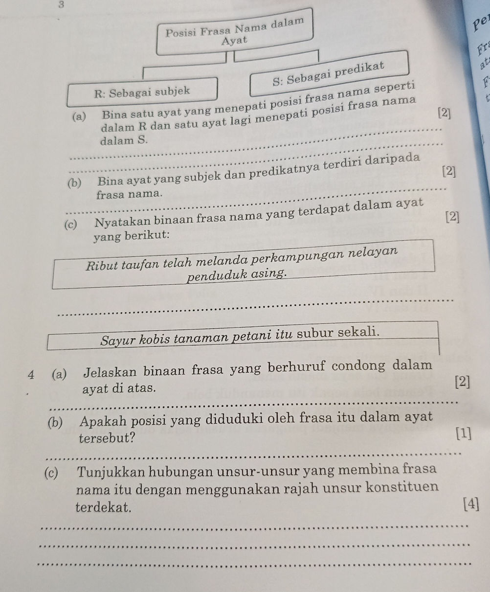 (a) Bina satu ayat yang menepati posisi | StudyX