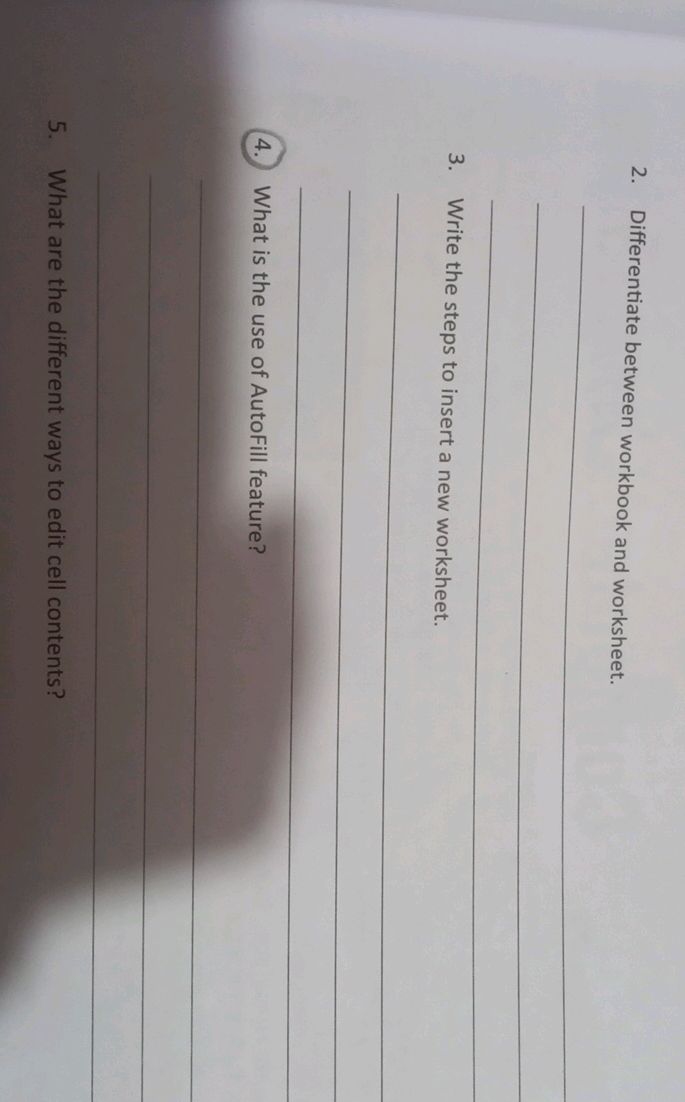 2. Differentiate between workbook and | StudyX