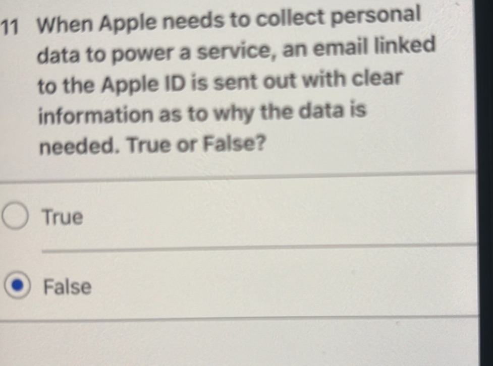 11 When Apple needs to collect personal data | StudyX