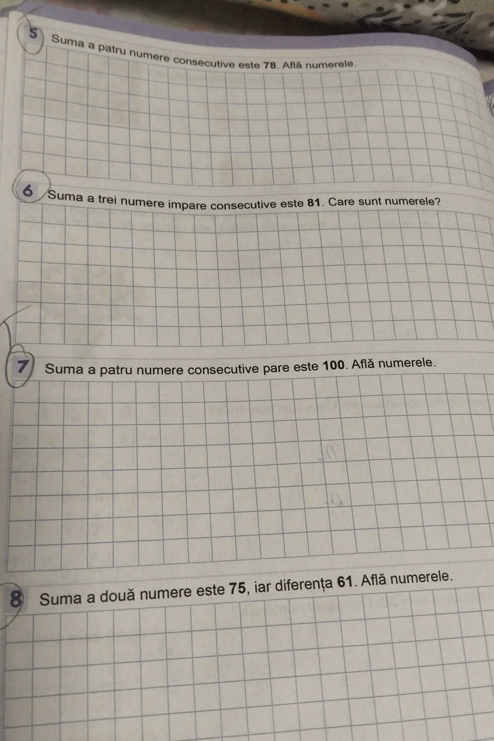 5. Suma a patru numere consecutive este 78. | StudyX